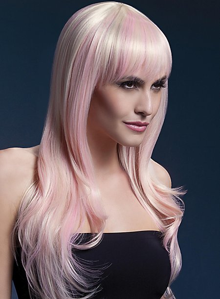 Langer Federschnitt mit Pony Perücke candy - andracor.com