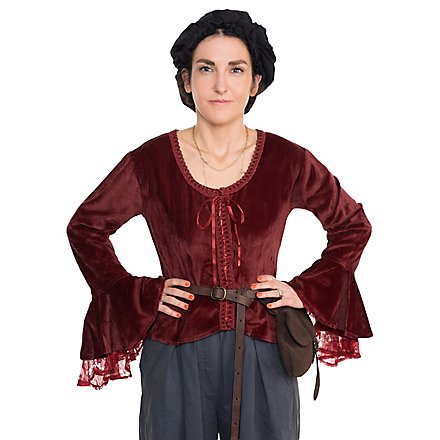 Medieval velvet blouse with trimming - Erina - andracor.com