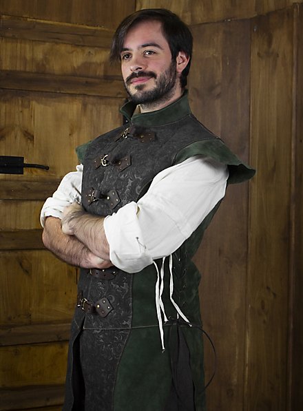 Long deluxe leather jerkin - Yalon - andracor.com