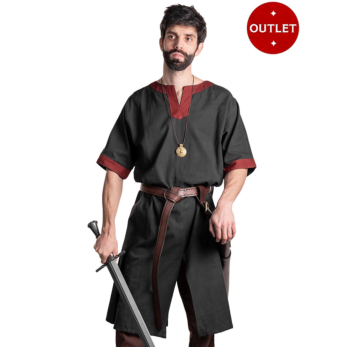 Medieval short-sleeved tunic with braid - Richard - andracor.com