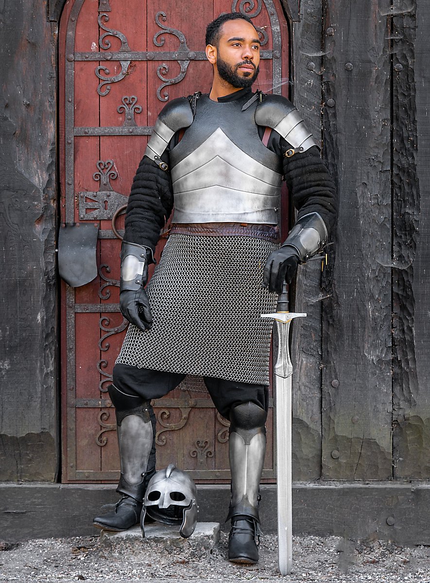 Jambieres d`armure de cavalier en PU - andracor.com
