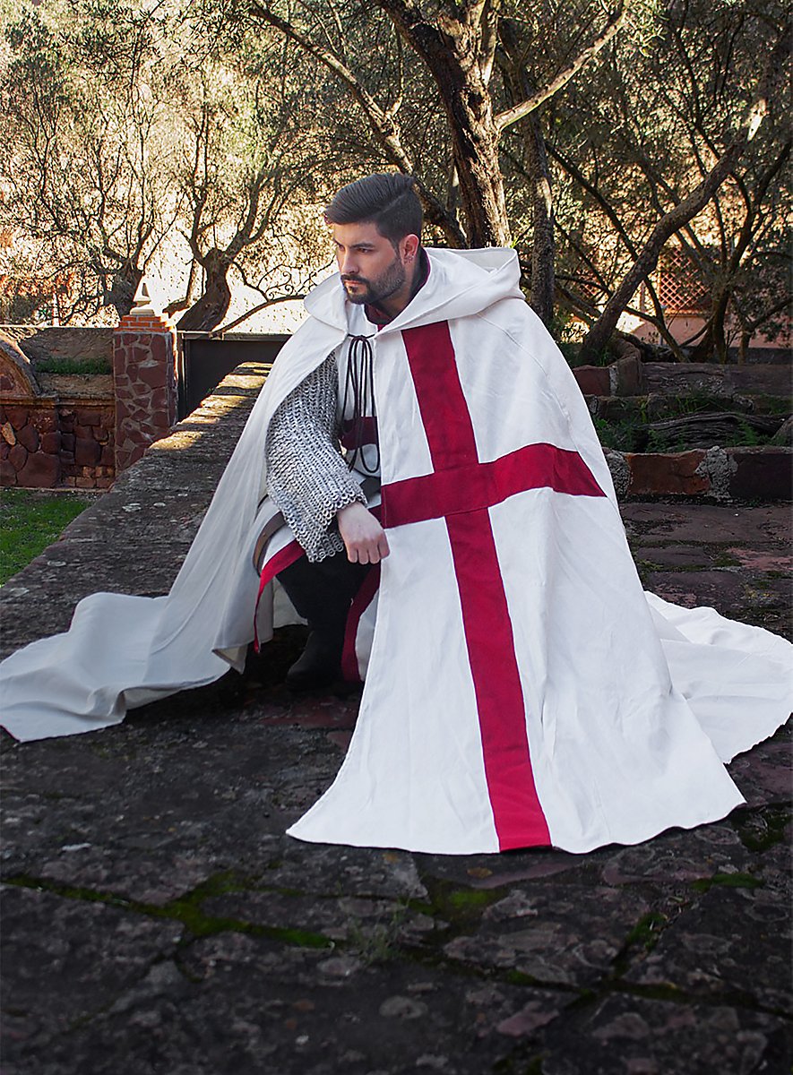 Medieval cape with hood and cross - Templar - andracor.com