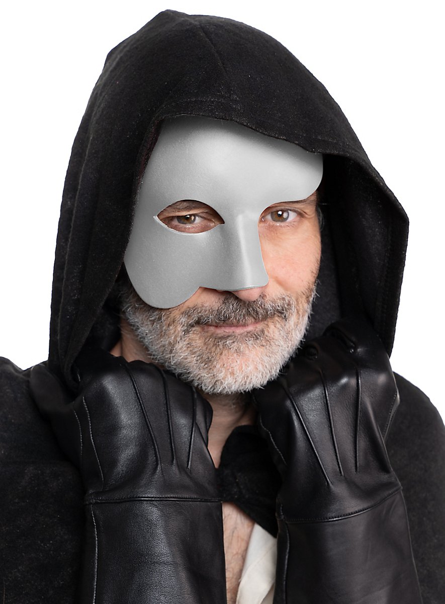 Phantom white Venetian Leather Mask - andracor.com