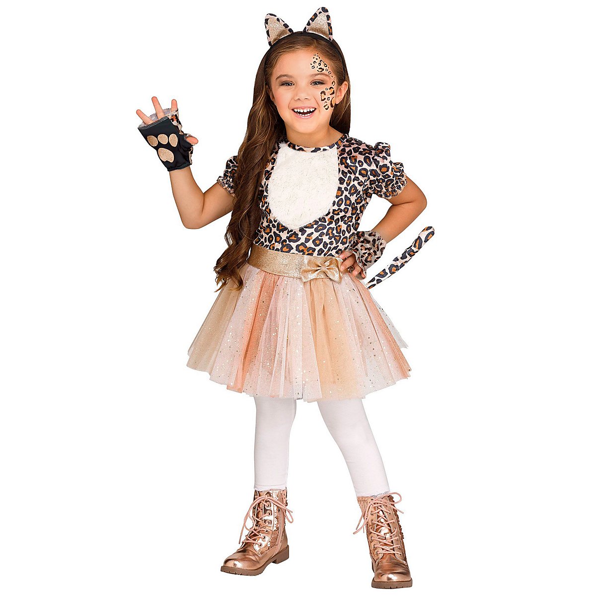 Golden leopard costume for girls - kidomio.com