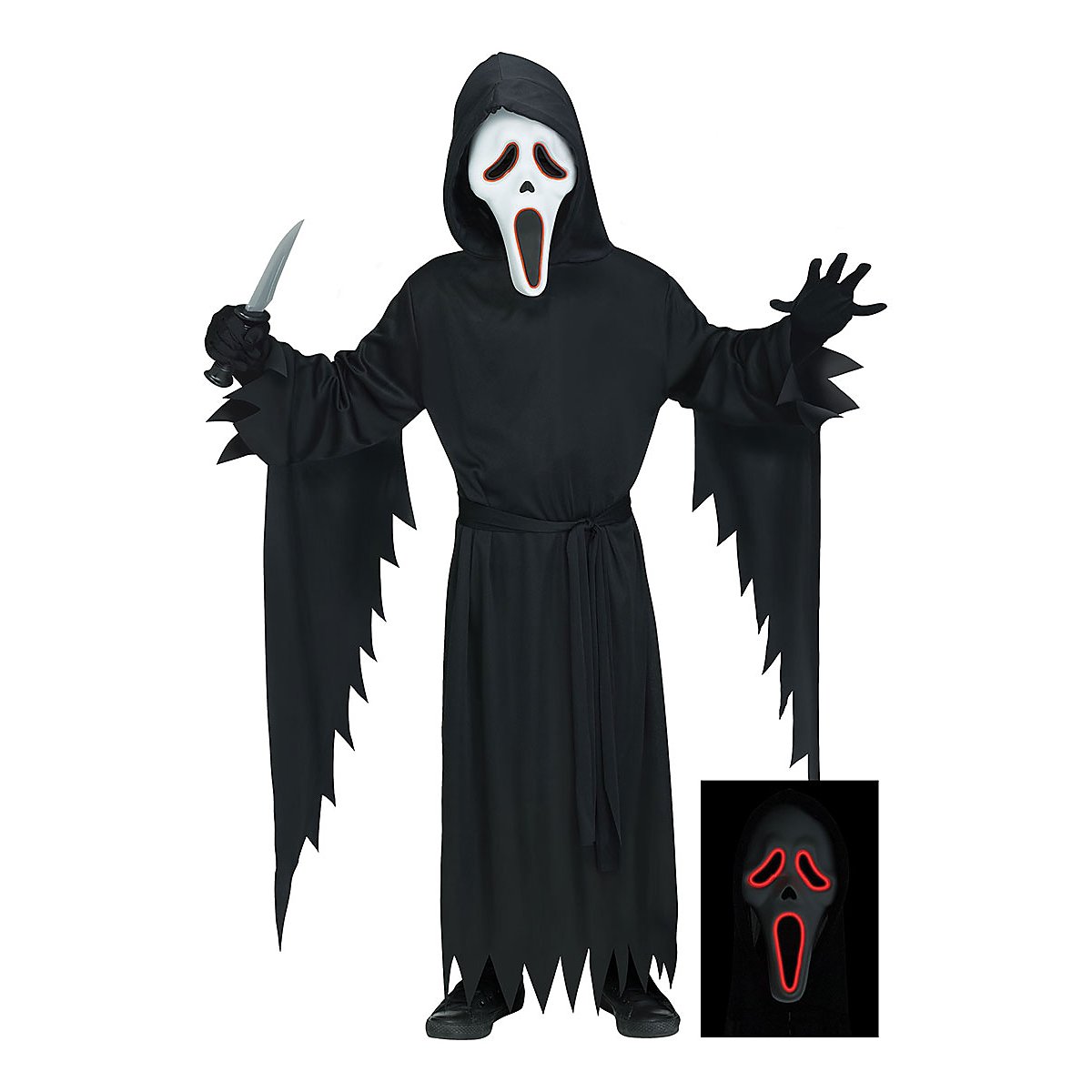 Scream costume for kids with LED light-up mask - kidomio.com