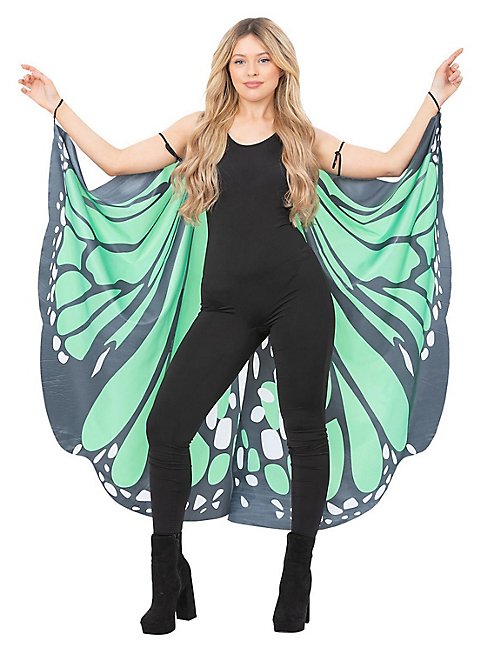 Große Schmetterlingsflügel aus Stoff grün - maskworld.com