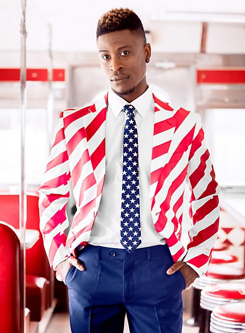 OppoSuits™ United Stripes Anzug für Promotion ★ Party ★ Festival ...