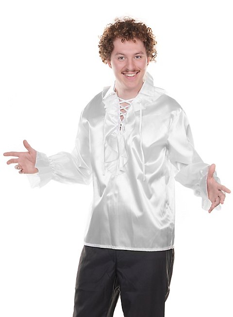 Satinhemd mit Rüschen weiß - maskworld.com