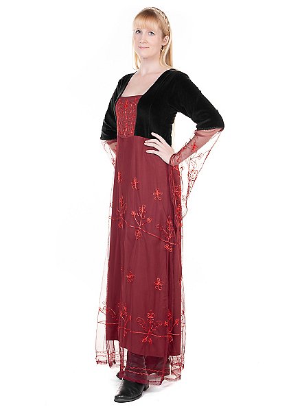 Abito rinascimentale con tulle rosso-nero - maskworld.com