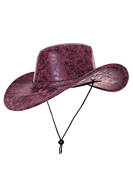 Adventurer Hat in Leather Look Burgundy - maskworld.com