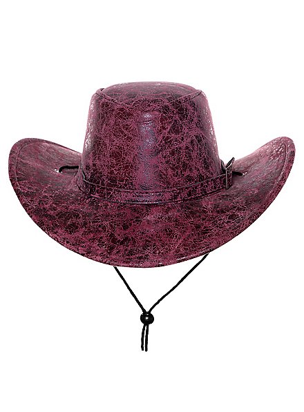 Adventurer Hat in Leather Look Burgundy - maskworld.com
