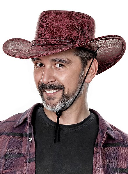 Adventurer Hat in Leather Look Burgundy - maskworld.com