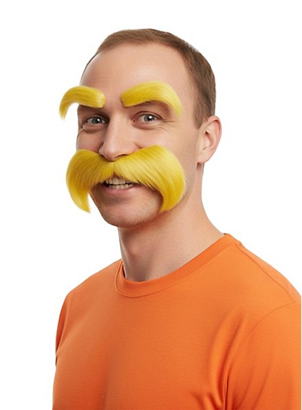 Bigote amarillo con cejas - maskworld.com