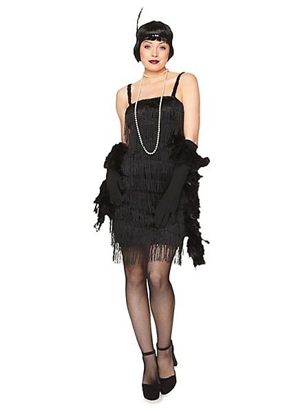 Black flapper cocktail dress with fringes - maskworld.com