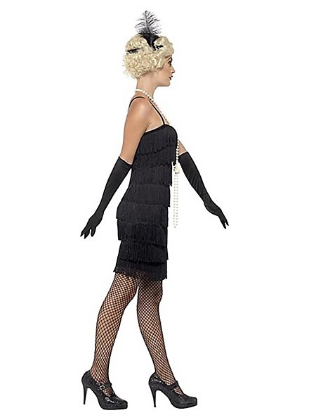 Black flapper cocktail dress with fringes - maskworld.com