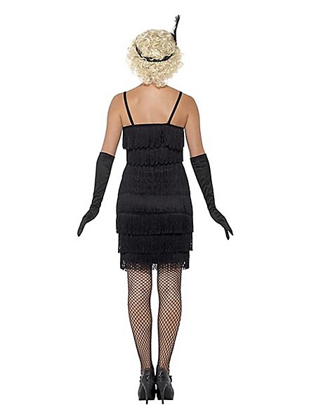 Black flapper cocktail dress with fringes - maskworld.com