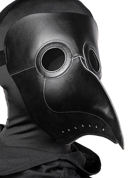 Black plague doctor mask made of faux leather - maskworld.com