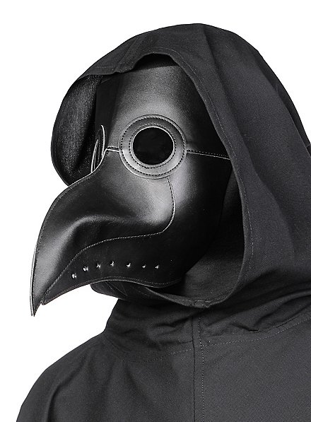 Black plague doctor mask made of faux leather - maskworld.com