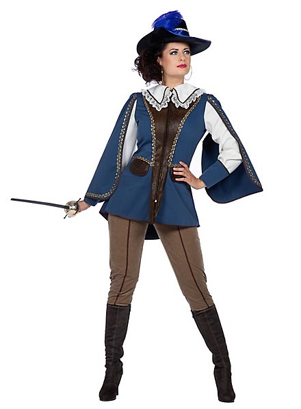 Blauw musketier kostuum voor vrouwen - maskworld.com