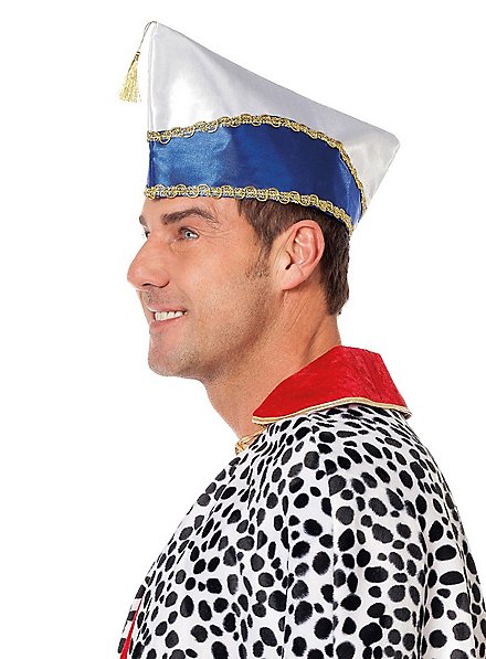 Blue and white jester's cap - maskworld.com