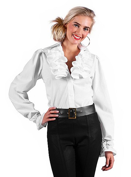 Camicetta con volant e jabot bianco - maskworld.com