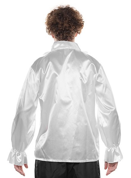 Camicia in raso bianco con balze - maskworld.com