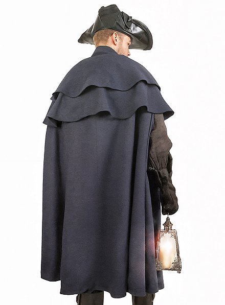 Cape en laine avec double pèlerine - Lawrence, gris-bleu - maskworld.com