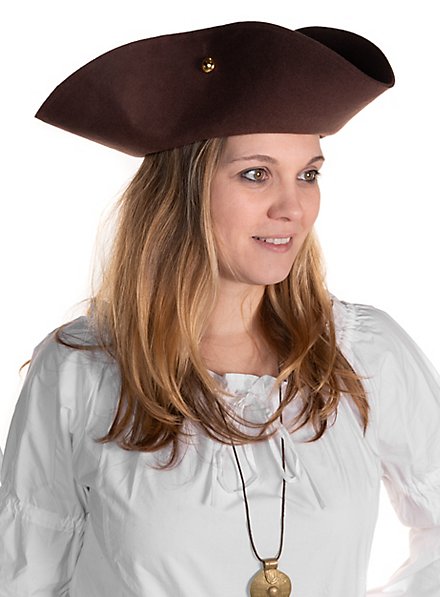 Cappello da pirata Tricorno in feltro di lana - Henry - maskworld.com
