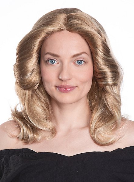 Blonde Perücke mit seitlichen Föhnwellen - maskworld.com