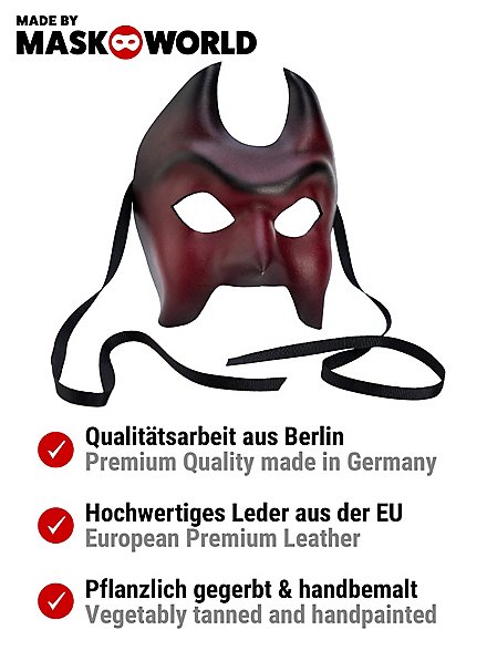 Colombina Diavolo Venetian Leather Mask - maskworld.com