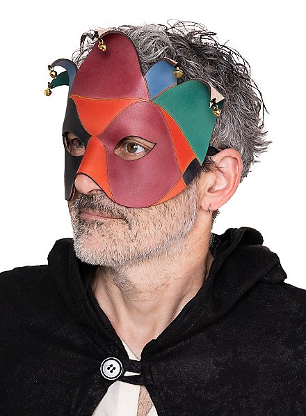 Colombina Joker Venetian Leather Mask - maskworld.com