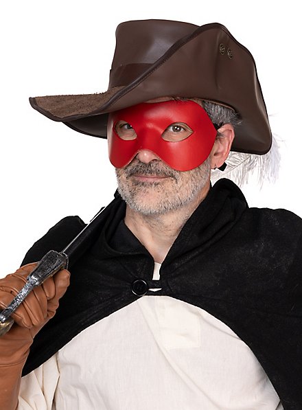 Colombina Liscia red Venetian Leather Mask - maskworld.com