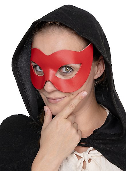 Colombina Spiona red Venetian Leather Mask - maskworld.com