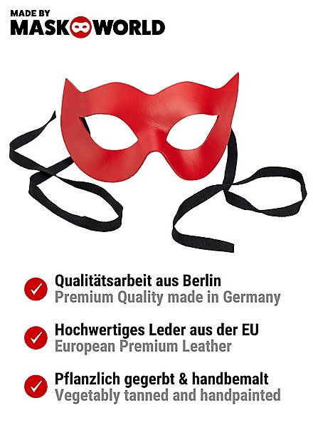Colombina Spiona red Venetian Leather Mask - maskworld.com