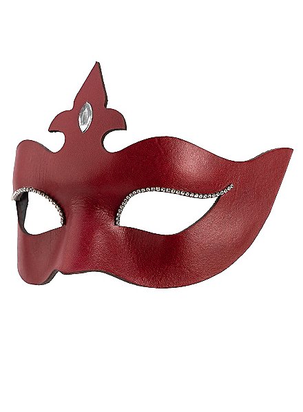 Colombina Stella red Venetian Leather Mask - maskworld.com