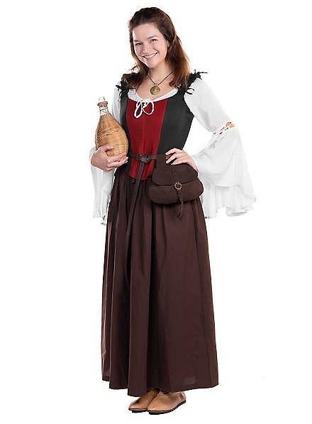 Corset simple avec baleines, noir et rouge - maskworld.com