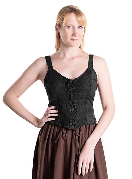 Corsetto classico con pizzo floreale nero - maskworld.com