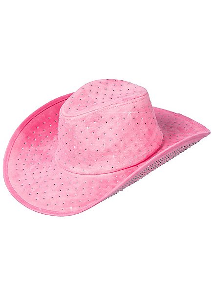 Cowboy Hat With Rhinestones Pink - maskworld.com