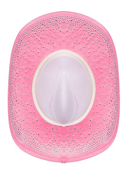 Cowboy Hat With Rhinestones Pink - maskworld.com