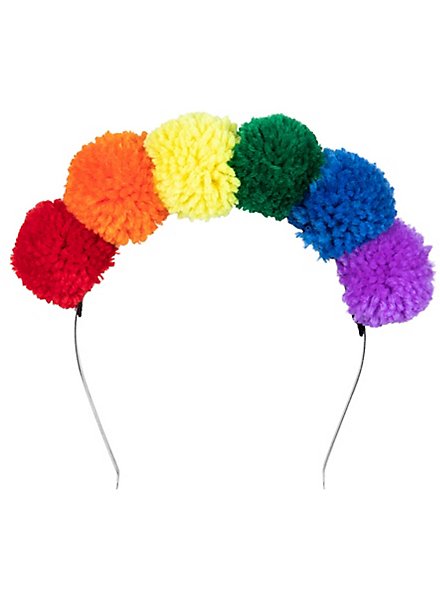 Diadema con pompones arcoíris - maskworld.com