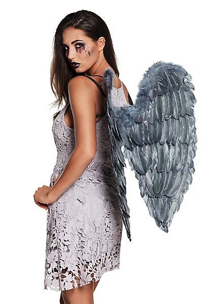 Fallen Angel Feather Wing Silver Gray - maskworld.com