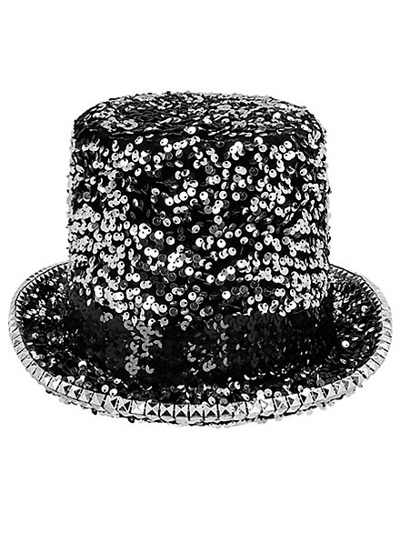 Festival Top Hat with silver sequins - maskworld.com