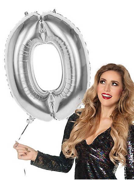foil balloon number 0 silver 86 cm - maskworld.com