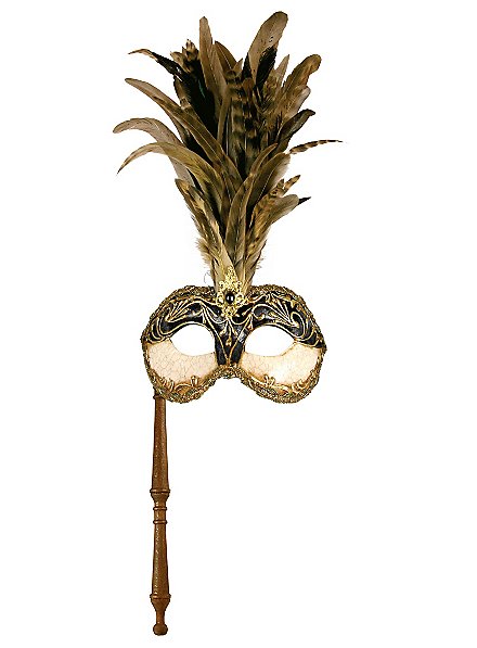 Galetto Colombina Stucco Craquelé Zwart Met Stok - Venetiaans Masker ...