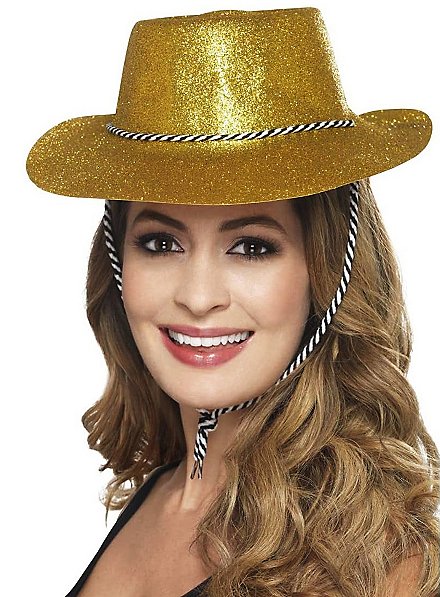 Glitter cowboy hat gold - maskworld.com