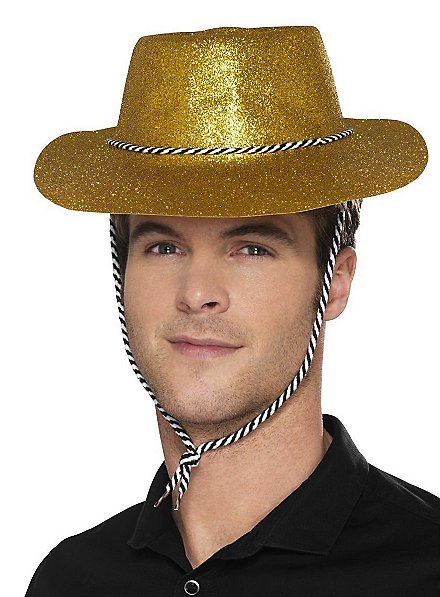 Glitter cowboy hat gold - maskworld.com