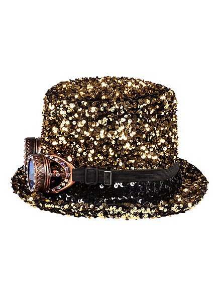 Glitter gold steampunk top hat - maskworld.com