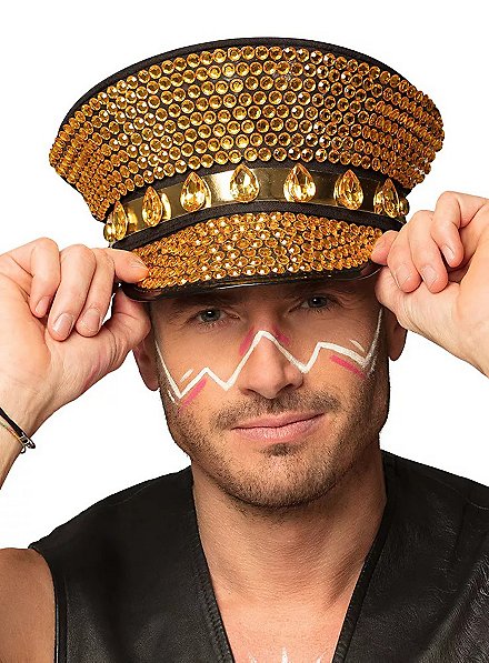 Gold bling officer cap - maskworld.com