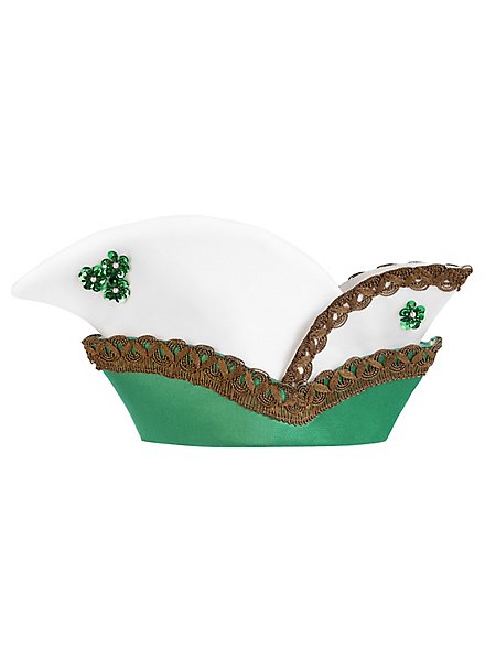 Green and white mini cap with flowers and old gold trim - maskworld.com