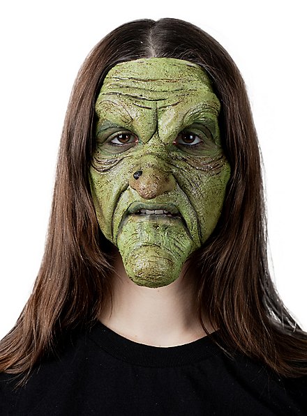 Grüne Hexe Maske zum Ankleben - maskworld.com